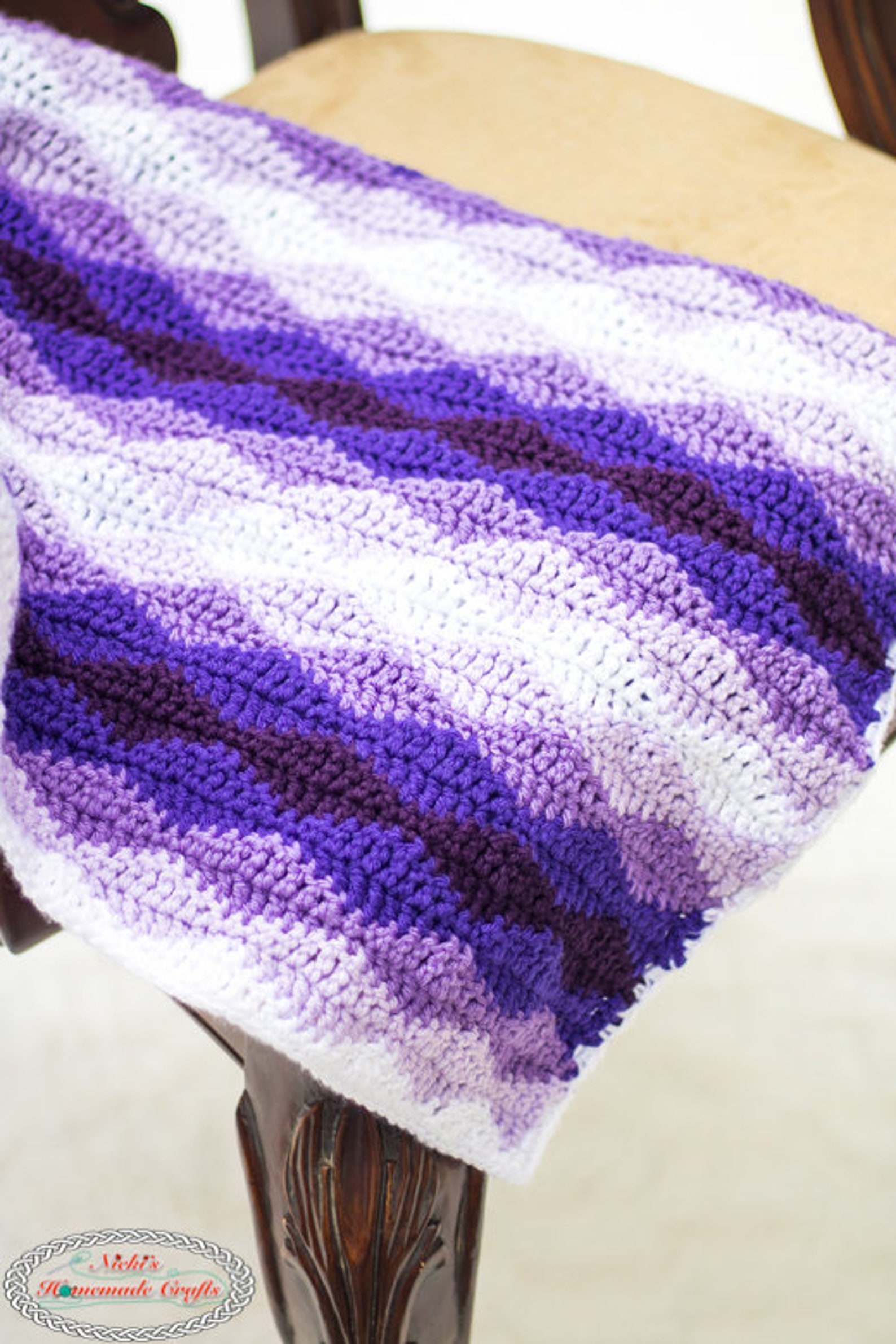 CROCHET PATTERN: Rolling Waves Blanket Crochet Throw Blanket Pattern ...