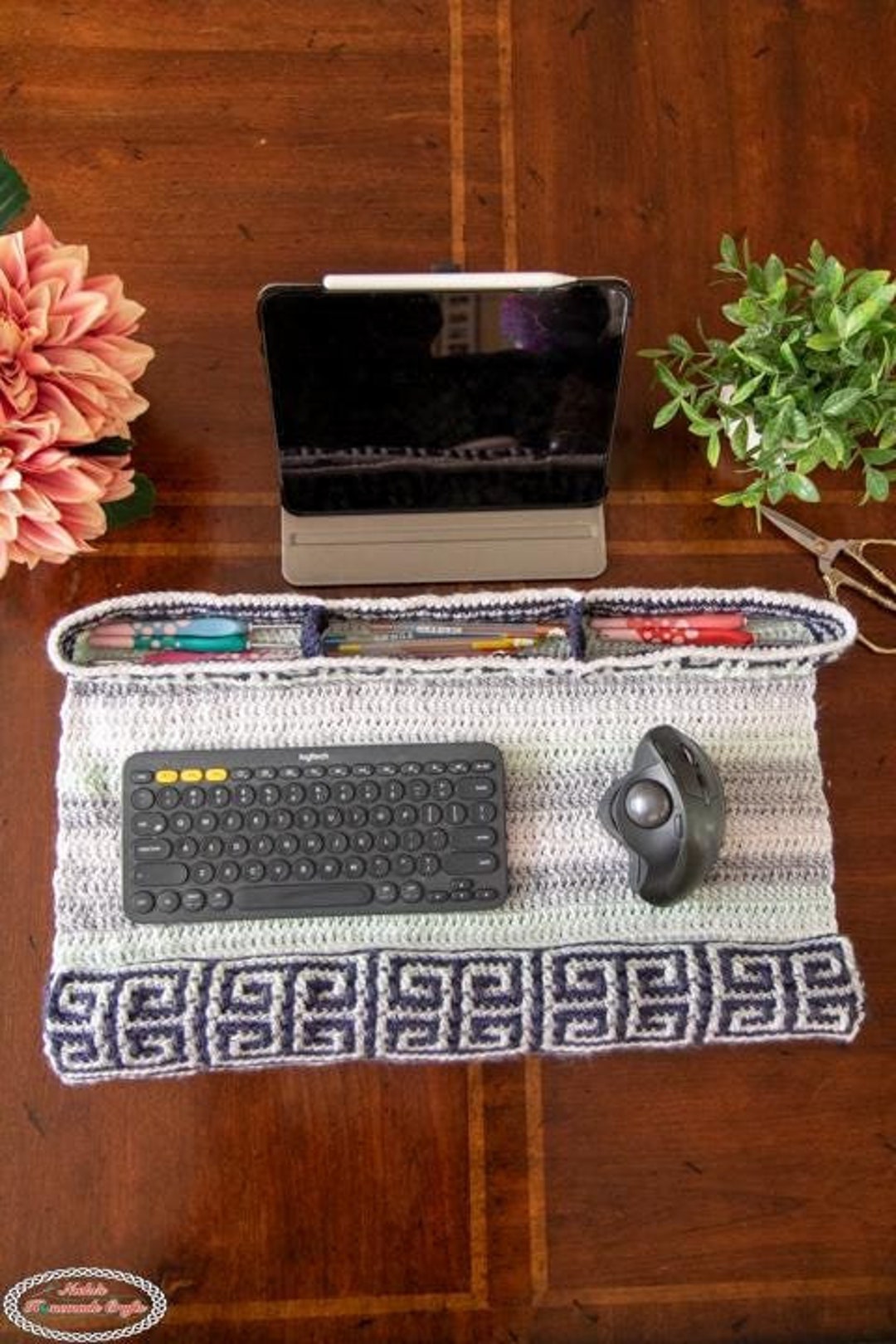 Mosaic CROCHET Keyboard Wrist Cushion Placemat With Storage ...