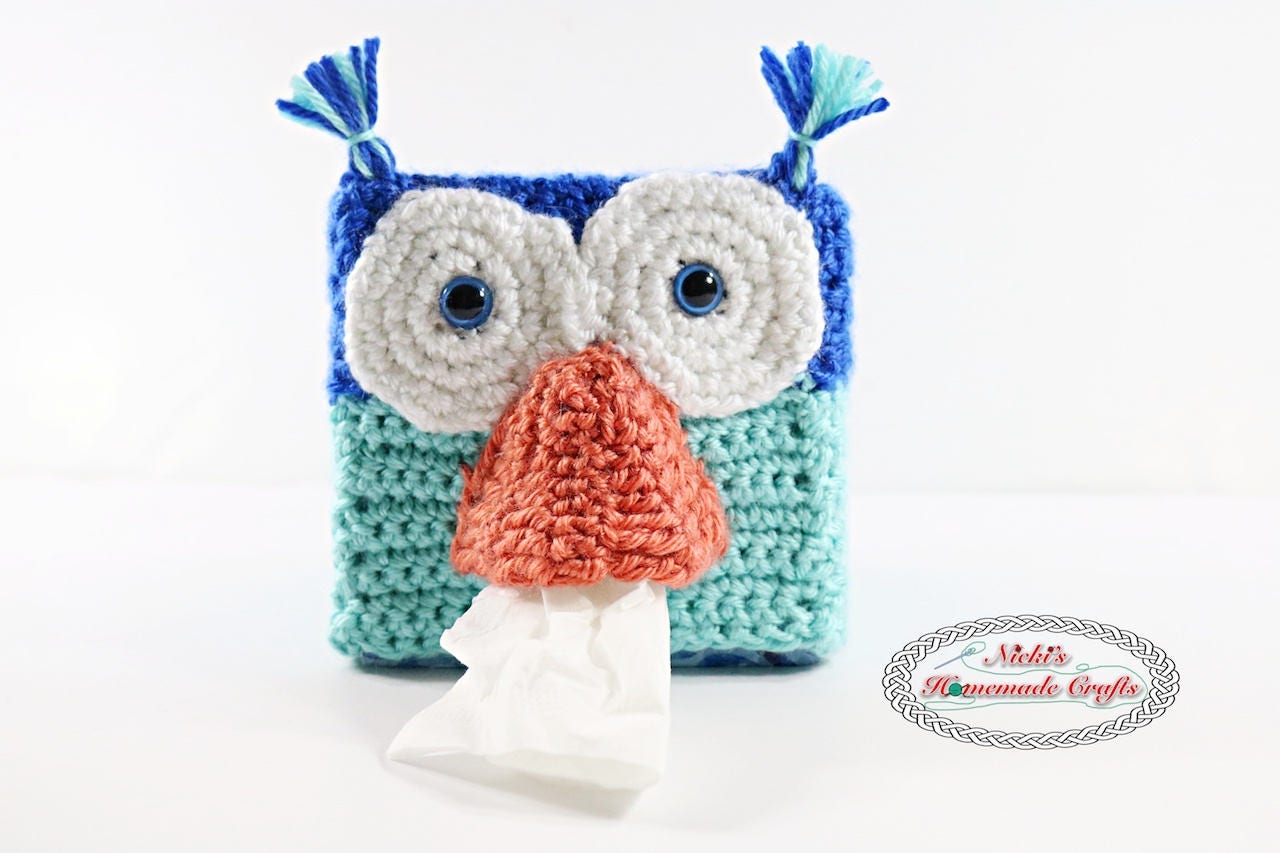 CROCHET PATTERN Owl Tissue Box Cover easy fast cool animal - Etsy