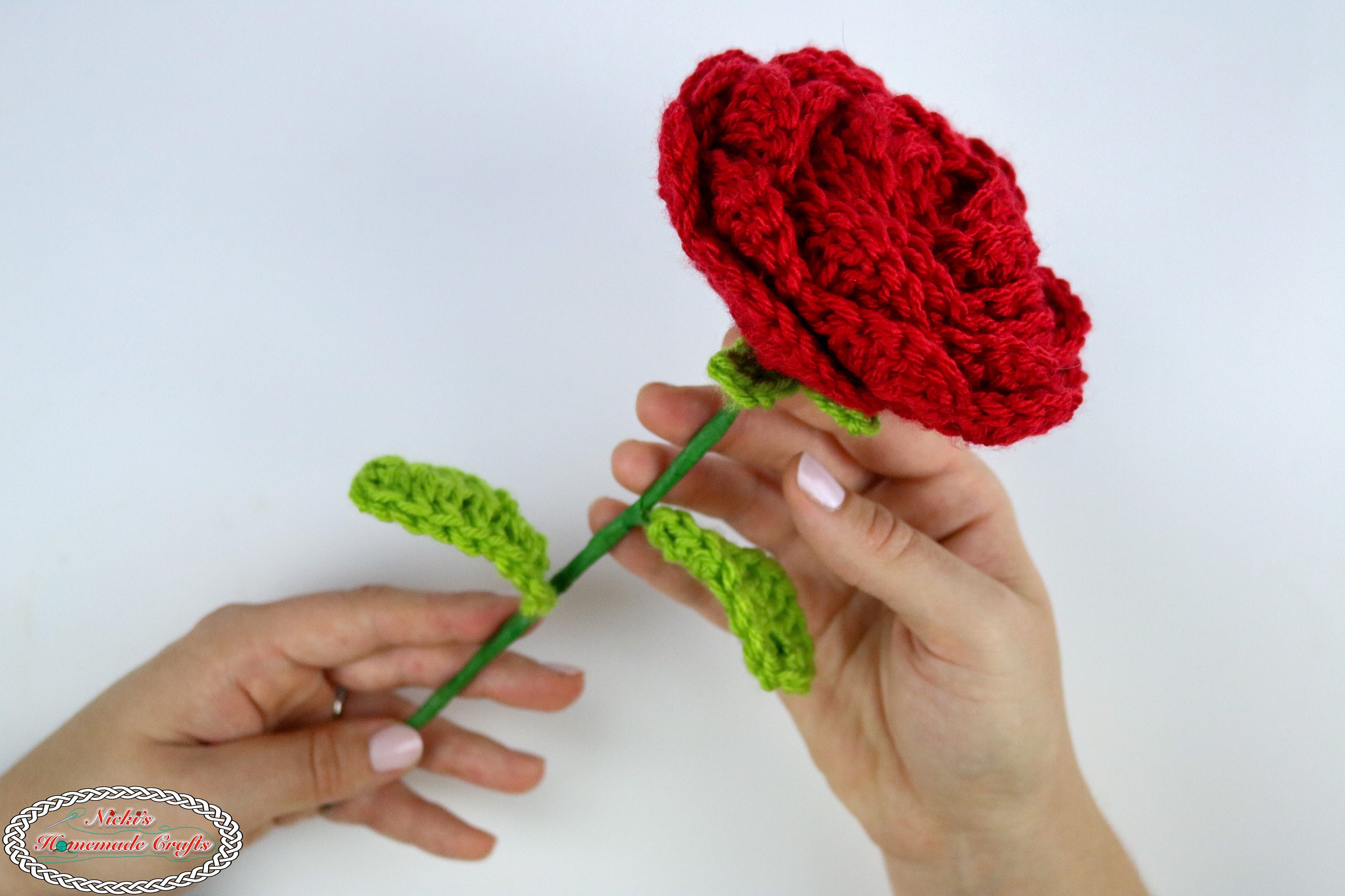 Crochet Pattern: ROSE With Wired Stem and Leaves *love, Valentine's Day ...