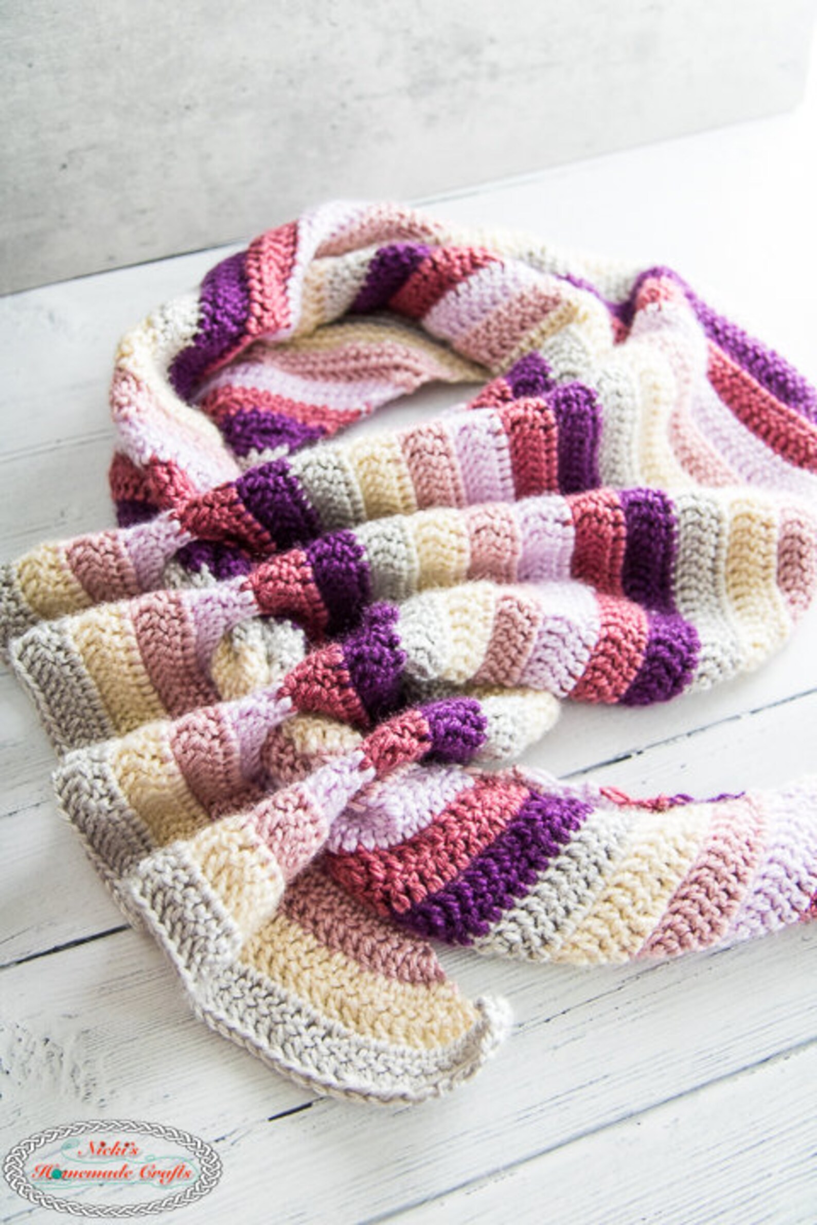 CROCHET PATTERN / Curtain Boomerang Scarf / Waterfall Scarf / Ruffled ...