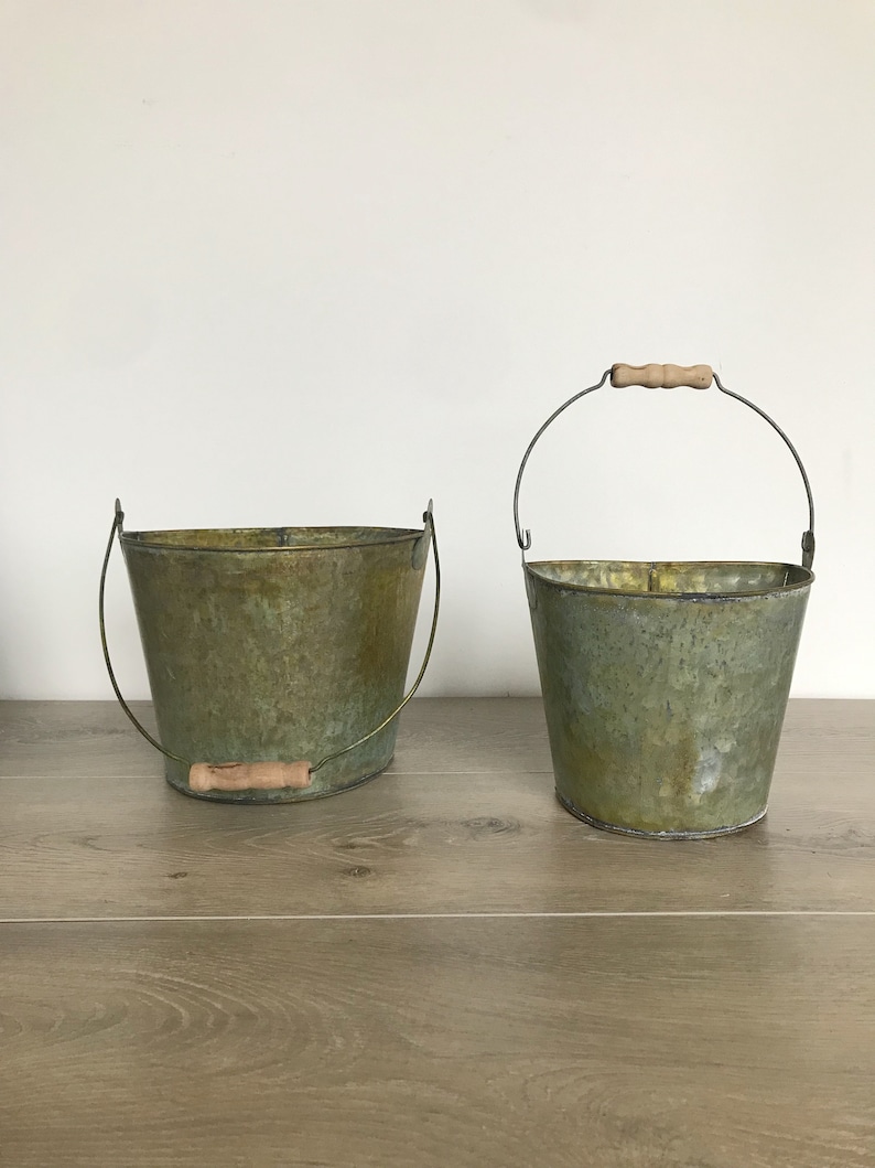 Galvanized Metal Hanging Bucket: Farmhouse Front Door Planter - Etsy