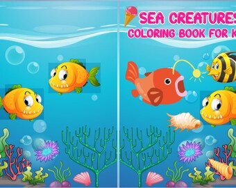 Sea Creatures: A Coloring Book for Kids, 50 Coloring Pages of Sea ...
