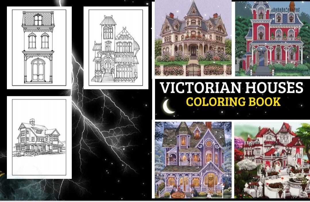 Victorian Houses Coloring Book - Etsy