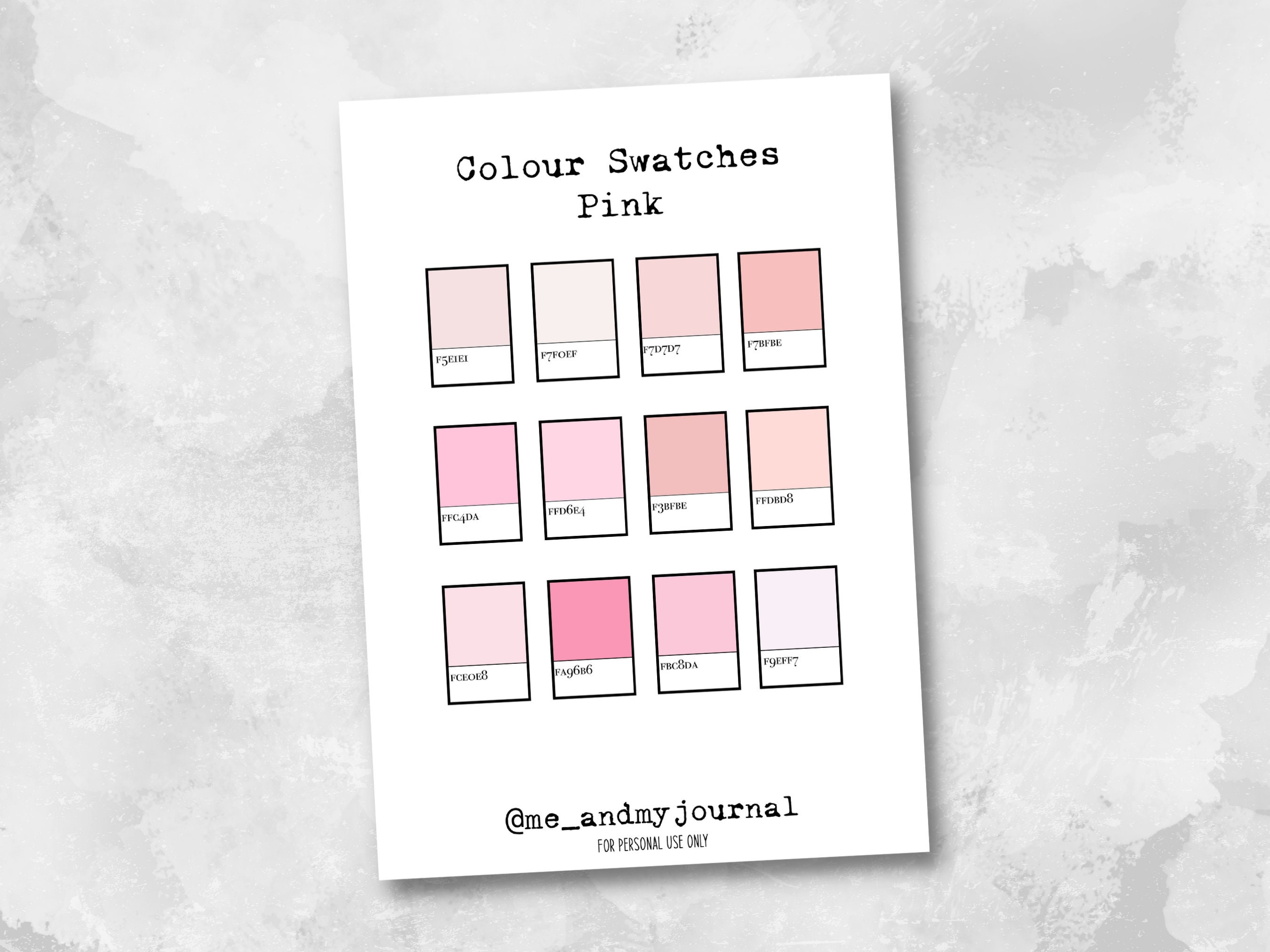 Printable Color Swatches Pink Pantones Pink Colour - Etsy