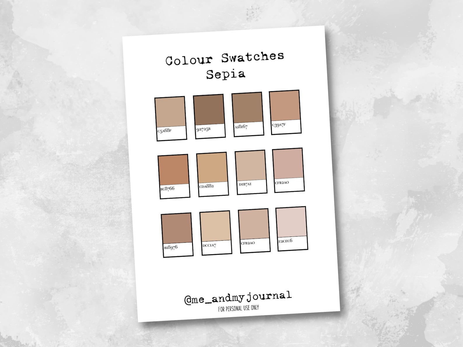Printable Color Swatches Sepia Pantones Neutral Colours - Etsy Australia