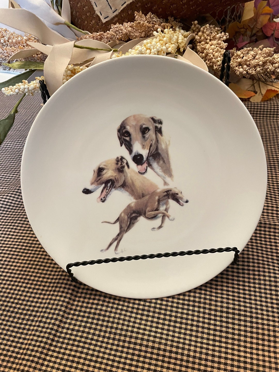 Vintage Greyhound Dogs Collectible Plate by Tivoli Studio Nova Graphics ...