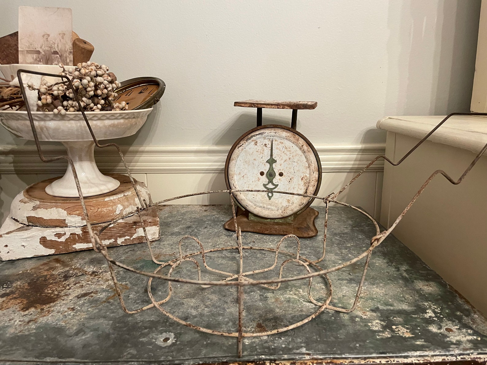 Vintage Chippy White Wire Basket Insert for Boiling Canning - Etsy