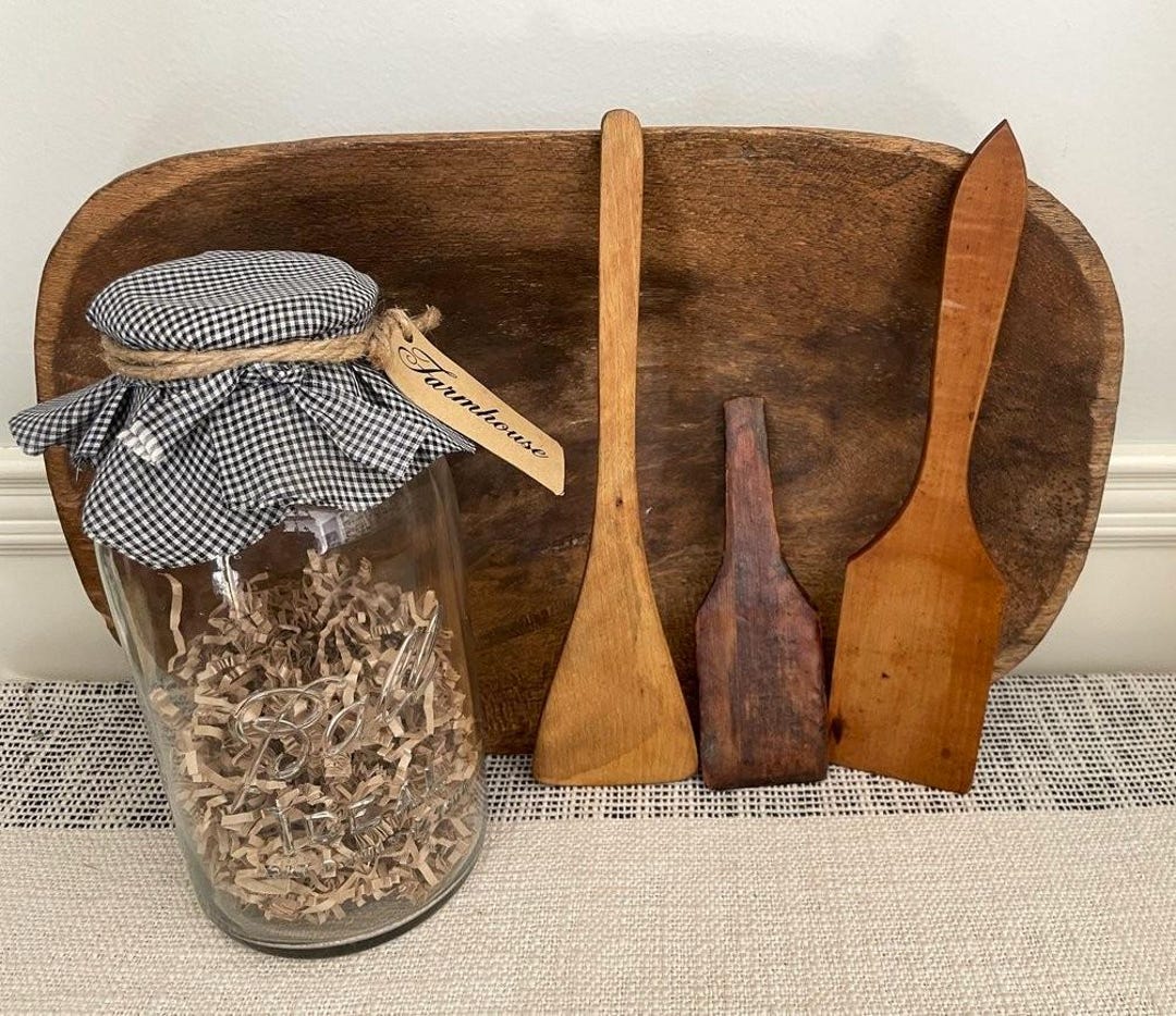Vintage Antique Primitive Wood Dough Stir Paddles + Butter Paddle ...