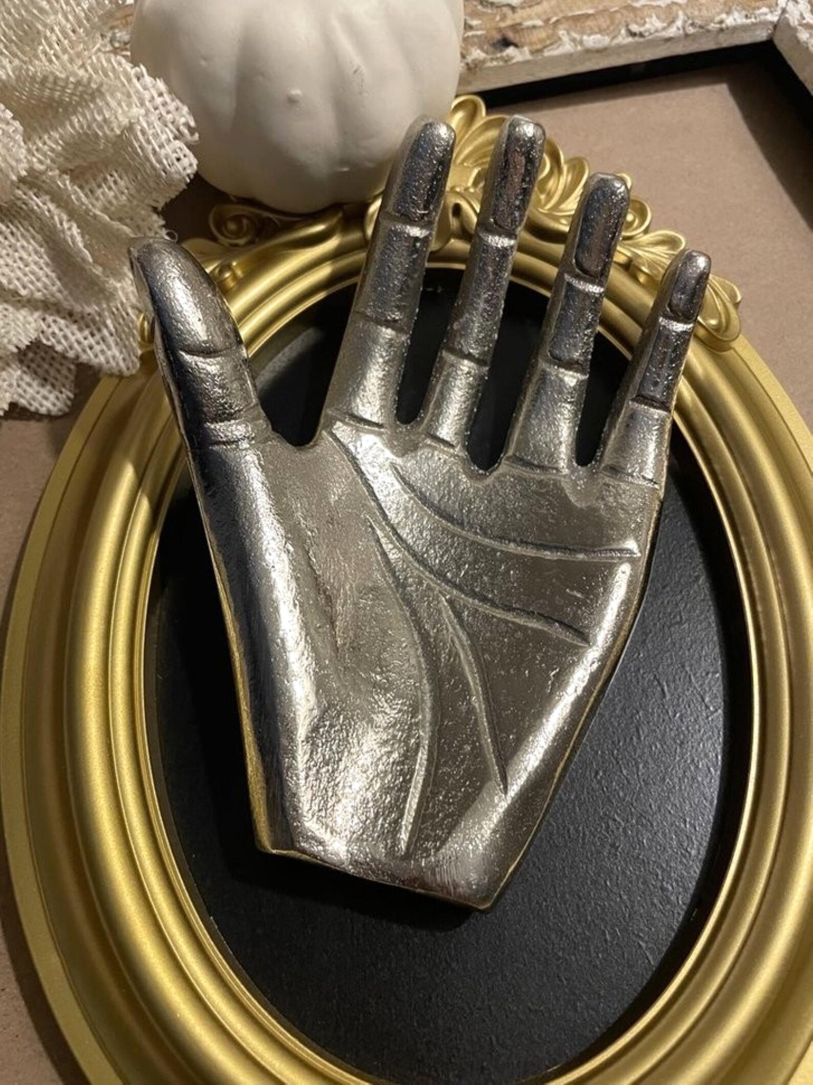 Vintage Silver Hand Display Piece, Jewelry Holder, Business Card Holder ...