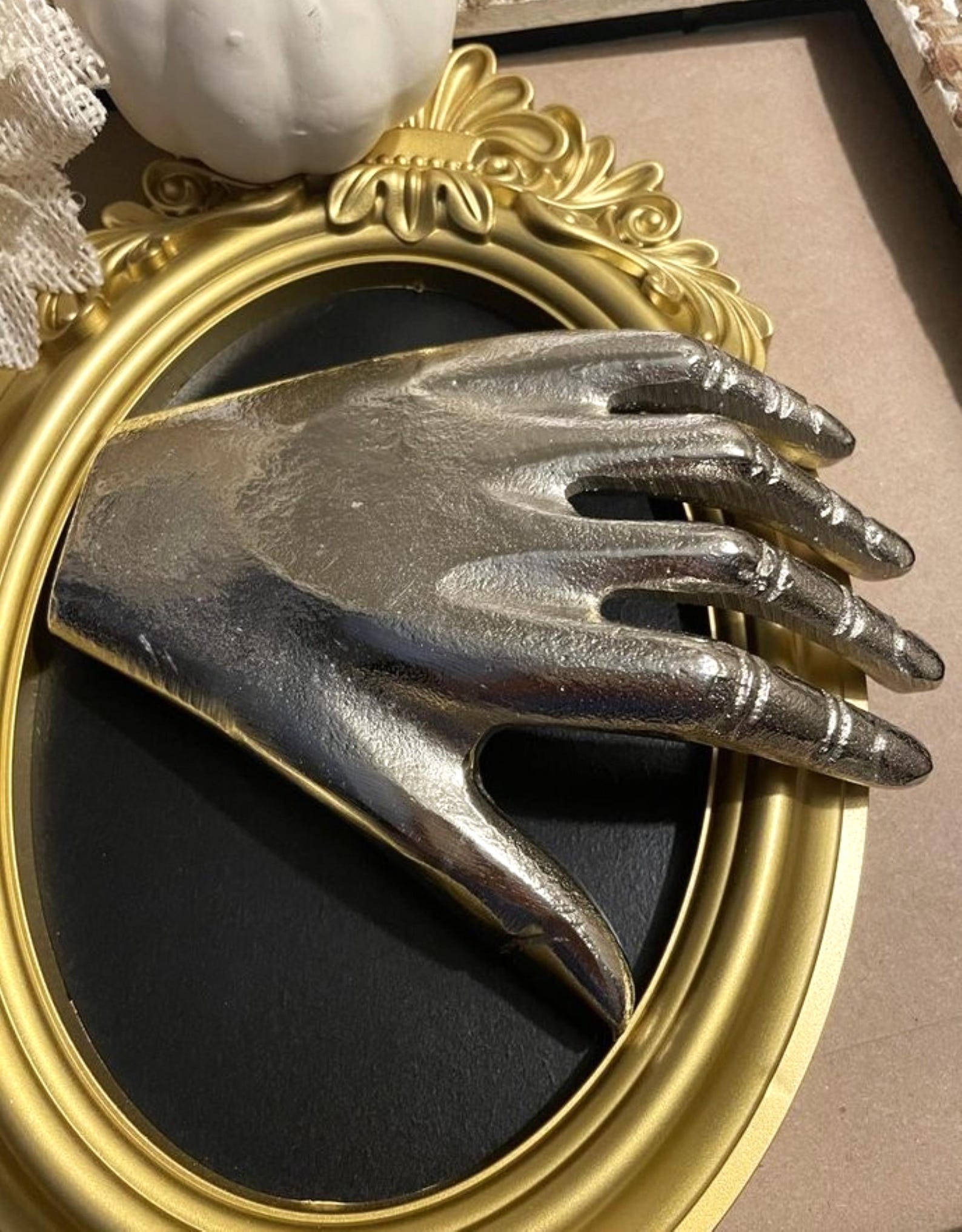 Vintage Silver Hand Display Piece, Jewelry Holder, Business Card Holder ...