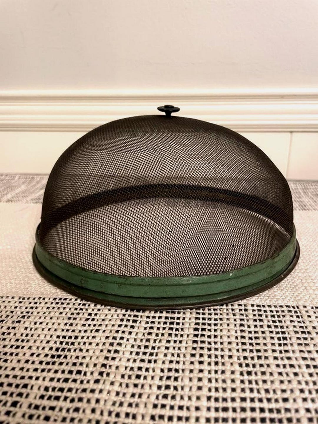 Antique Screen Food Cover Shoo-fly Green Tin Food Screen Cover With ...
