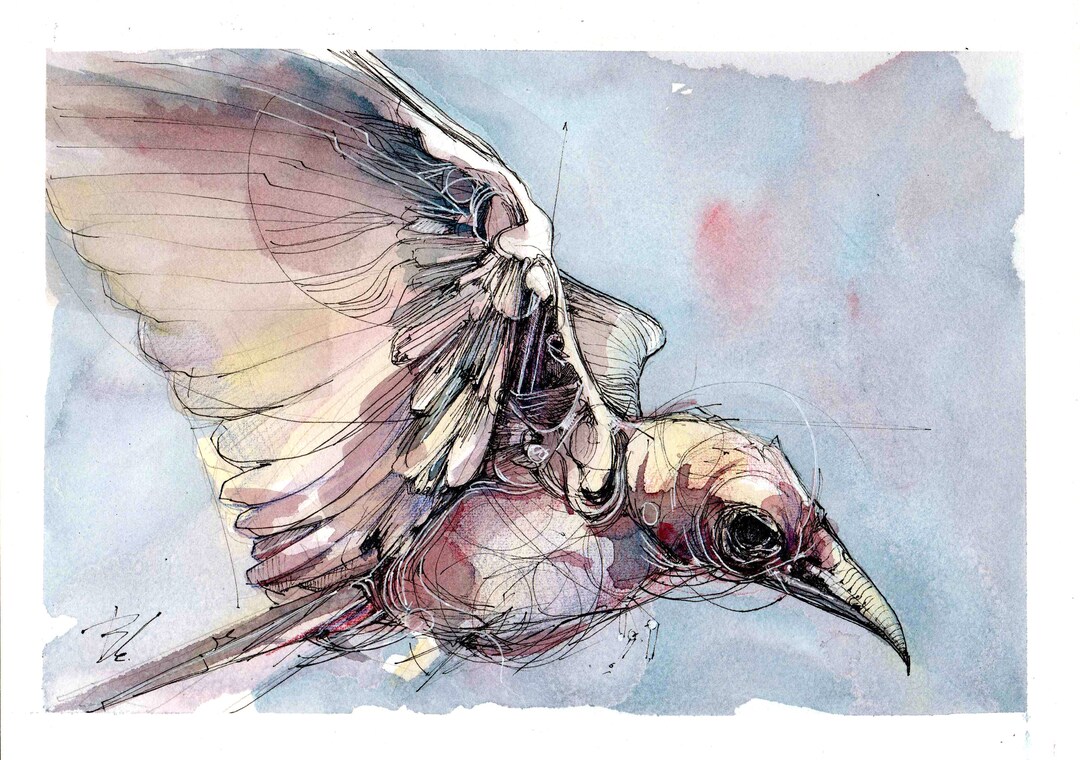 Yellow Raven "print" - Etsy