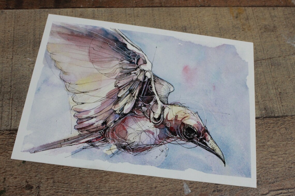 Yellow Raven "print" - Etsy