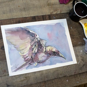 Yellow Raven "print" - Etsy