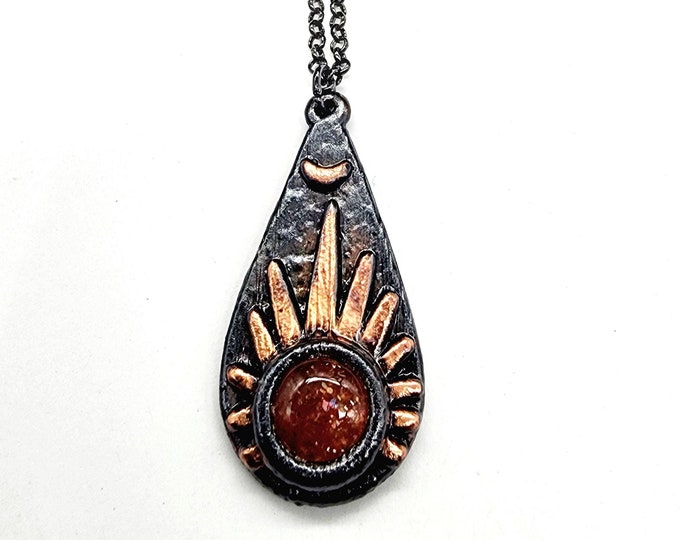 Sunstone Sunburst Necklace // Electroformed Jewelry // Soldered ...