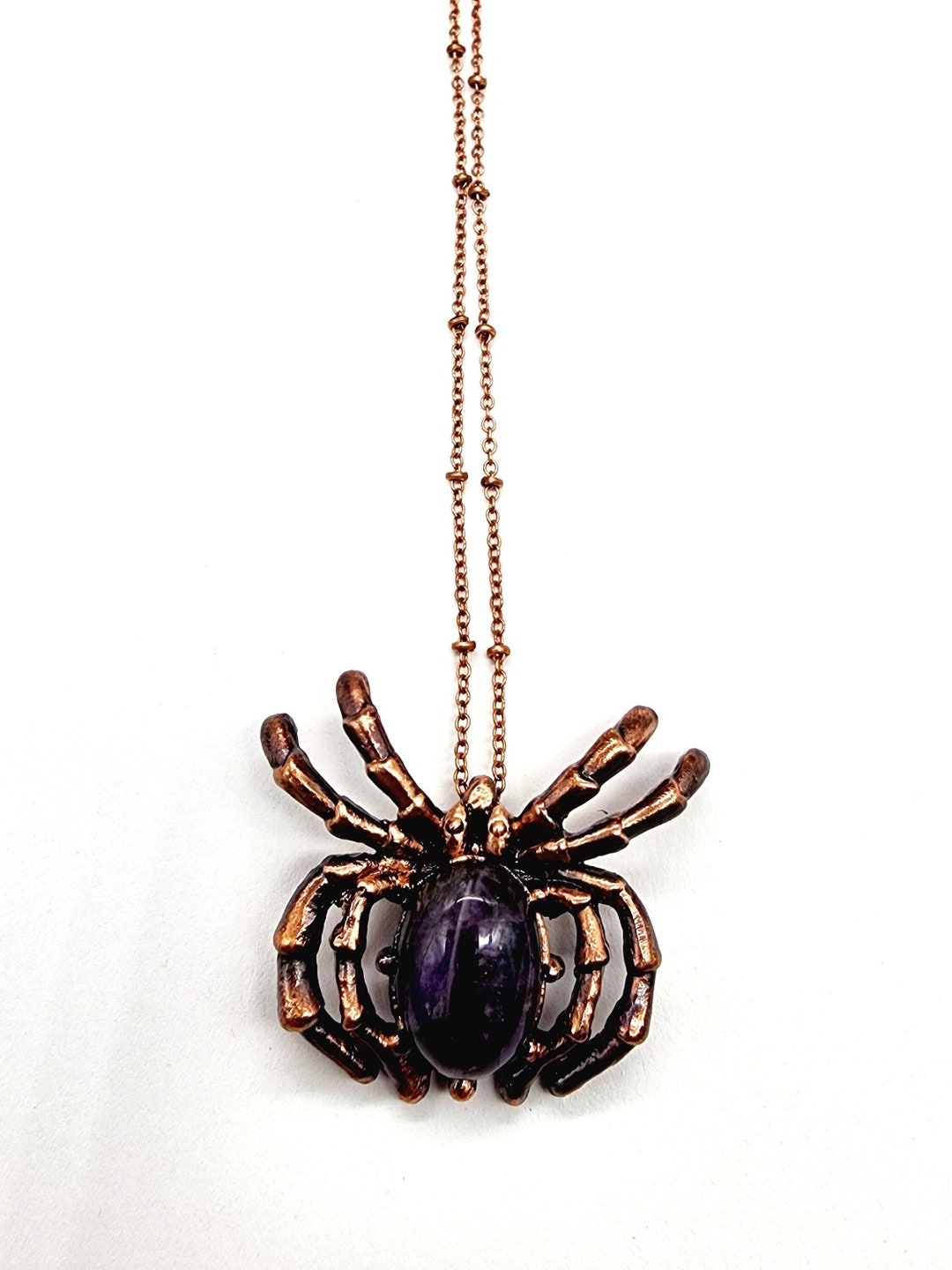 Amethyst Spider Necklace // Electroformed Jewelry // Soldered Copper ...