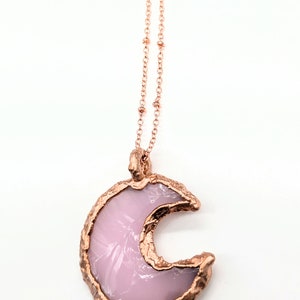 Knapped Rose Quartz Crescent Moon Necklace // Electroformed Jewelry ...