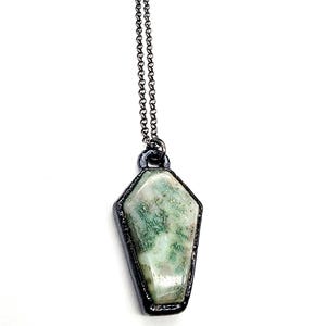 Chrysoprase Coffin Necklace // Electroformed Jewelry // Soldered ...