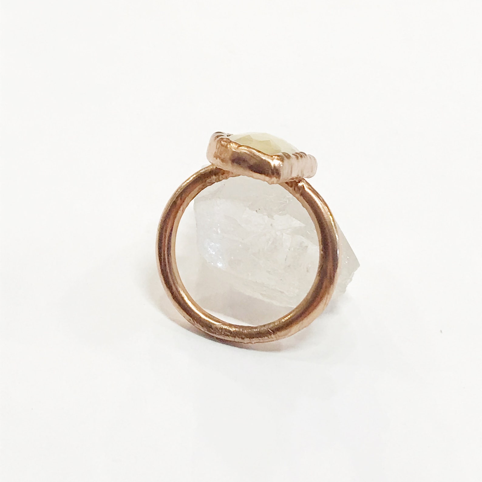 Size 10 Faceted Cream Moonstone Copper Ring // Electroformed - Etsy