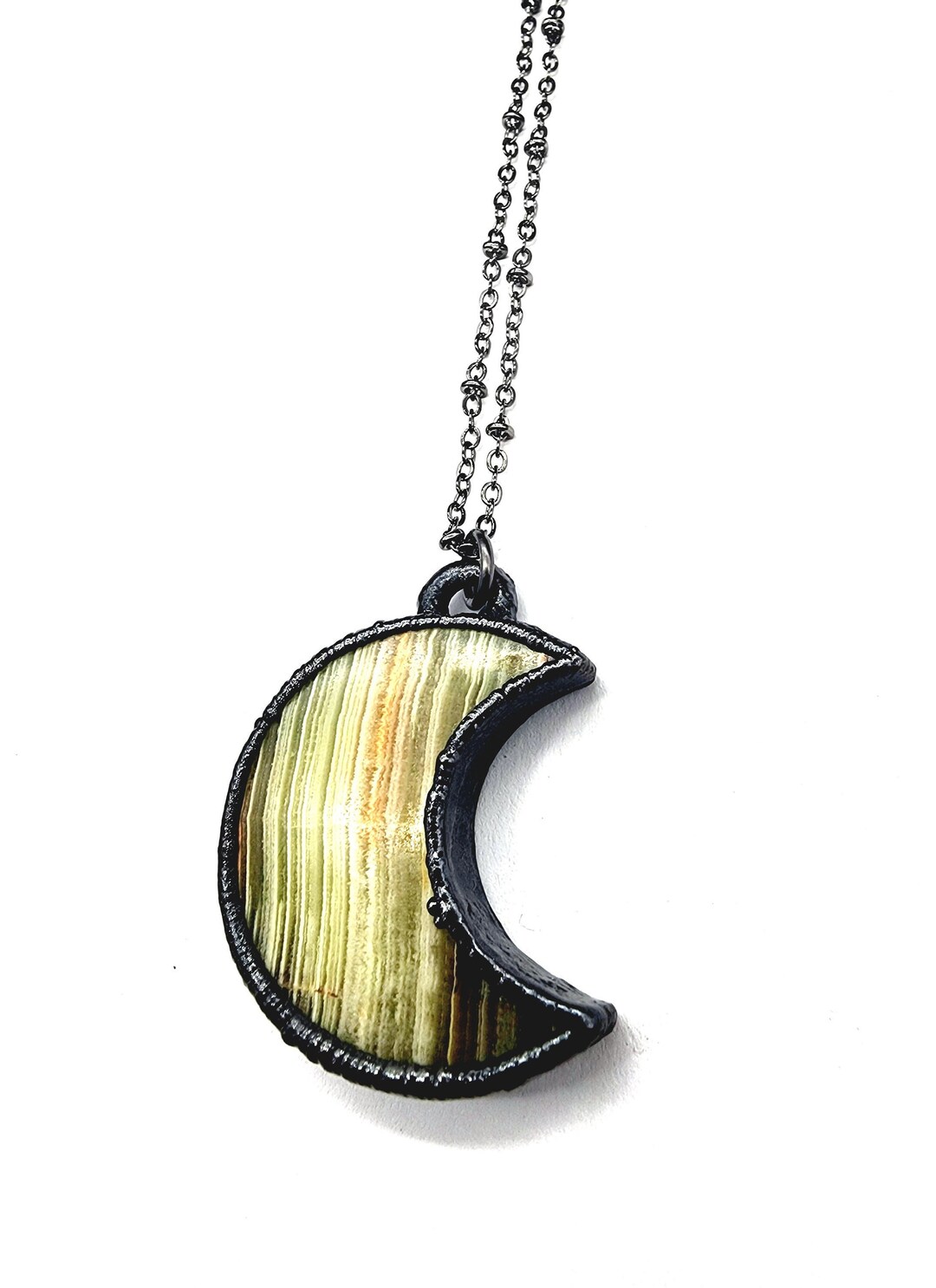 Banded Onyx Agate Crescent Moon Necklace // Electroformed Jewelry ...