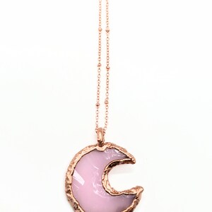Knapped Rose Quartz Crescent Moon Necklace // Electroformed Jewelry ...