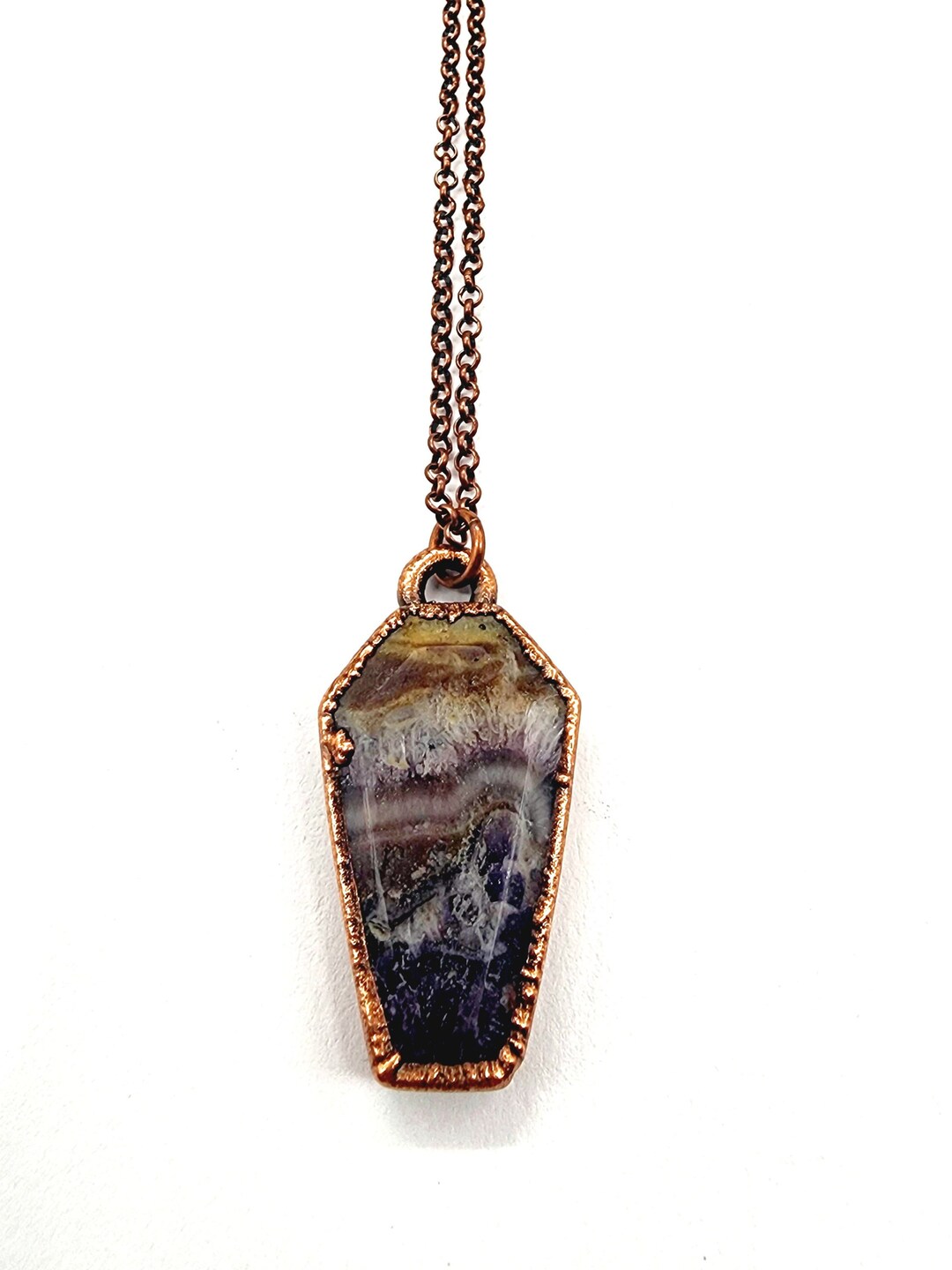 Amethyst Coffin Necklace // Electroformed Jewelry // Soldered Copper ...