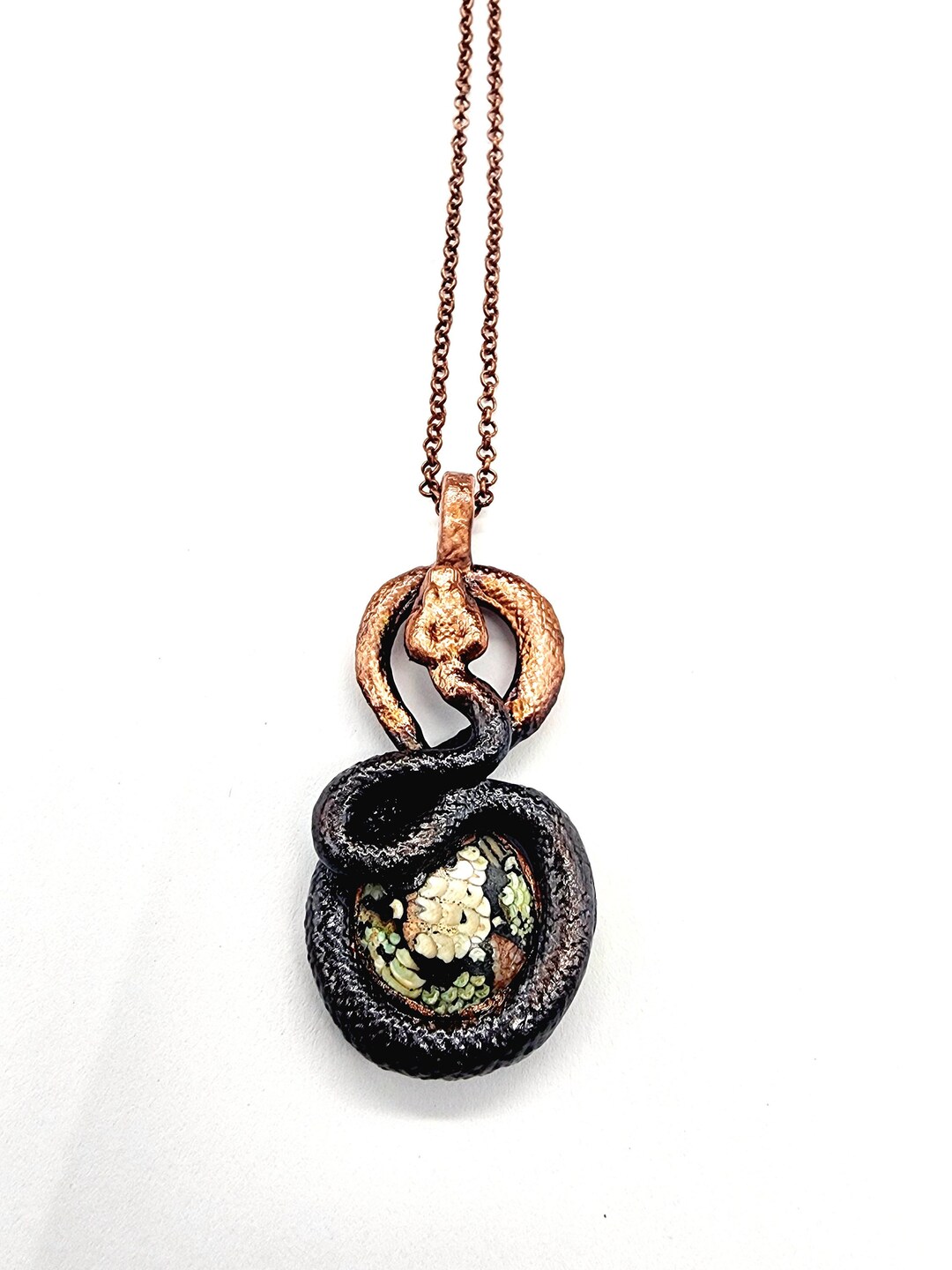 Snakeskin Agate Serpent Necklace // Electroformed Jewelry // Soldered ...