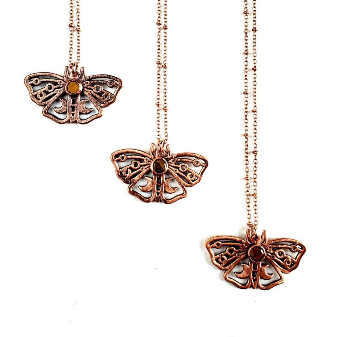 Isabella Tiger Moth Necklace // Electroformed Jewelry // Tigers Eye ...
