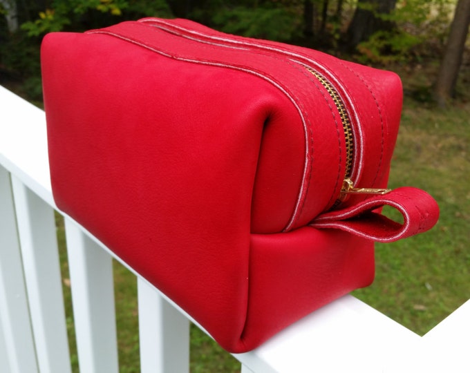 Handmade Vibrant Red Leather Grooming Essentials Bag Travel - Etsy