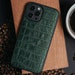 Dark Green Iphone 12 Pro Max Case Crocodile Embossed Leather - Etsy