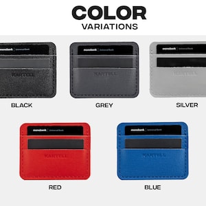 Red Personalized Card Holder, Genuine Leather Slim Card Wallet, Leather ...