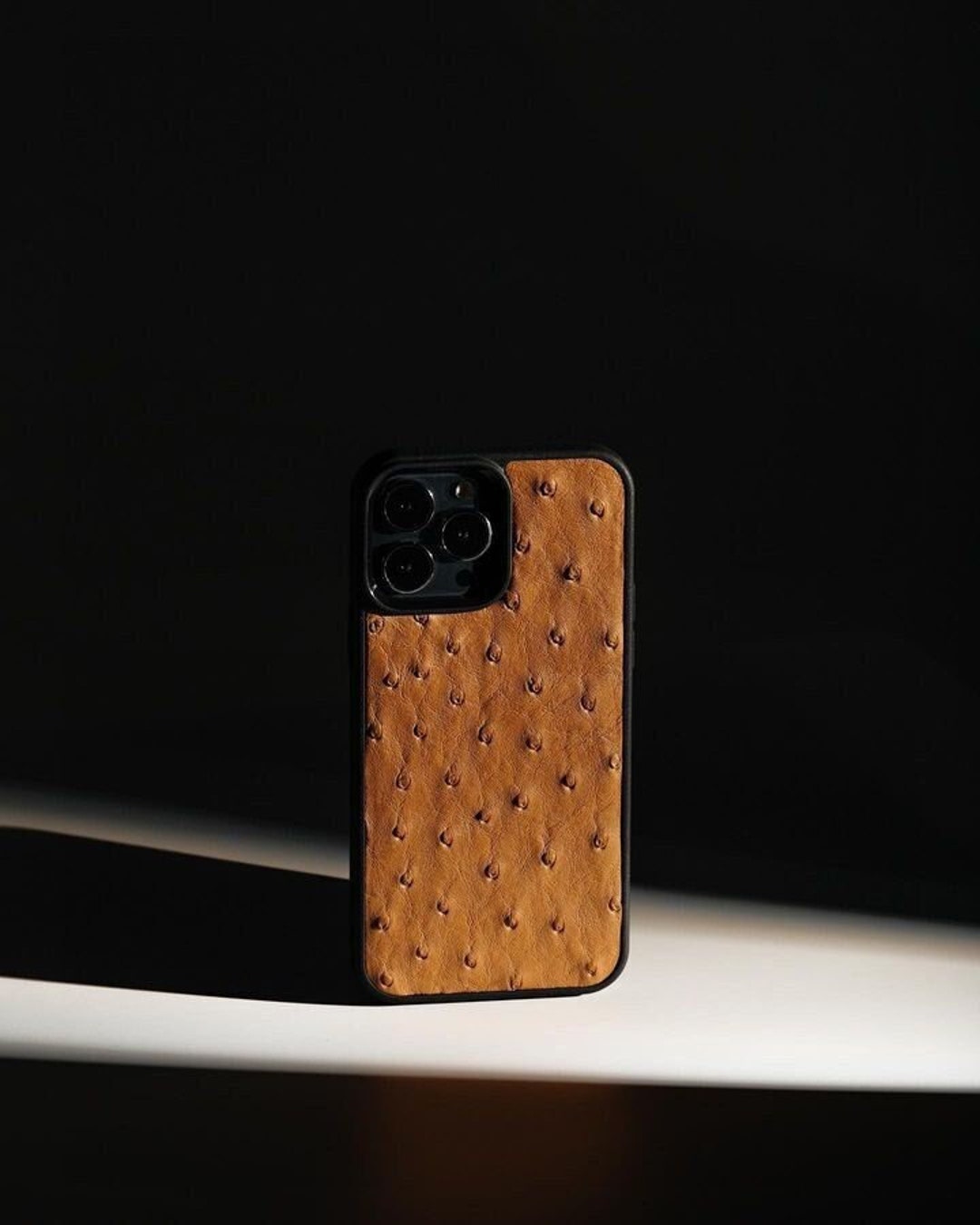 Brown Ostrich Leather Phone Case, Luxury Real Leather iPhone 12 Pro Max ...