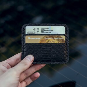 Black Python Leather Cardholder, Handmade Snakeskin Cardholder, Python ...