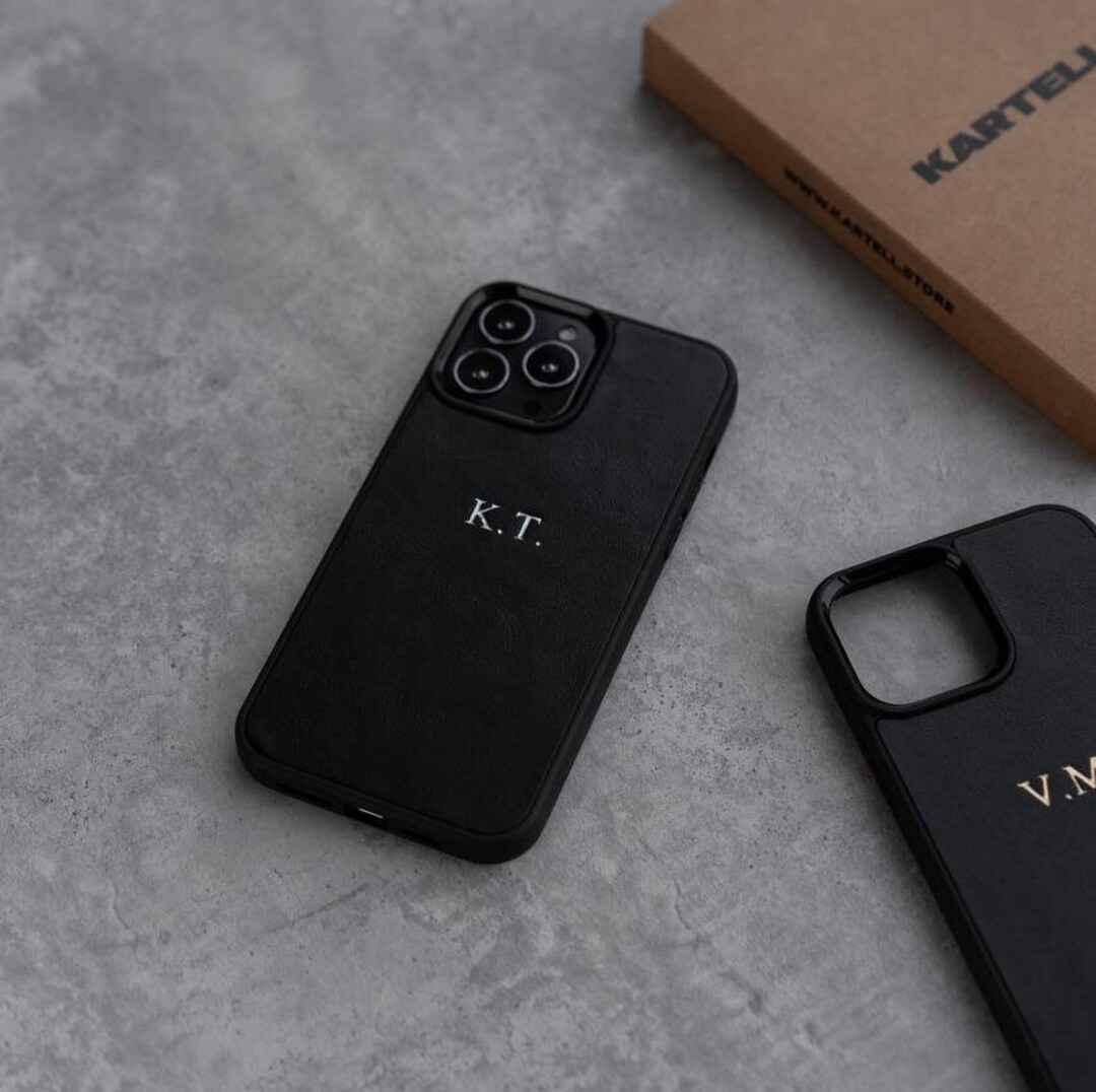 Personalized Leather iPhone Case, Initials Engraving iPhone 14 Pro Max ...