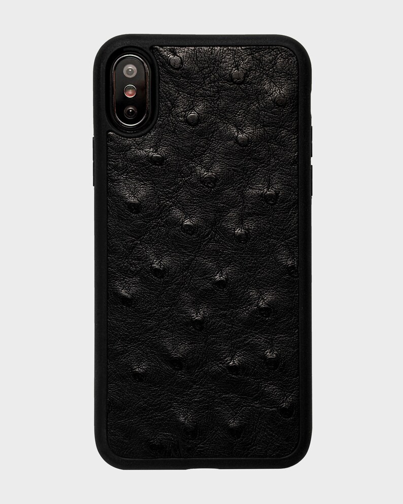 Black Ostrich Leather Iphone 13 Pro Case Ostrich Case Iphone - Etsy