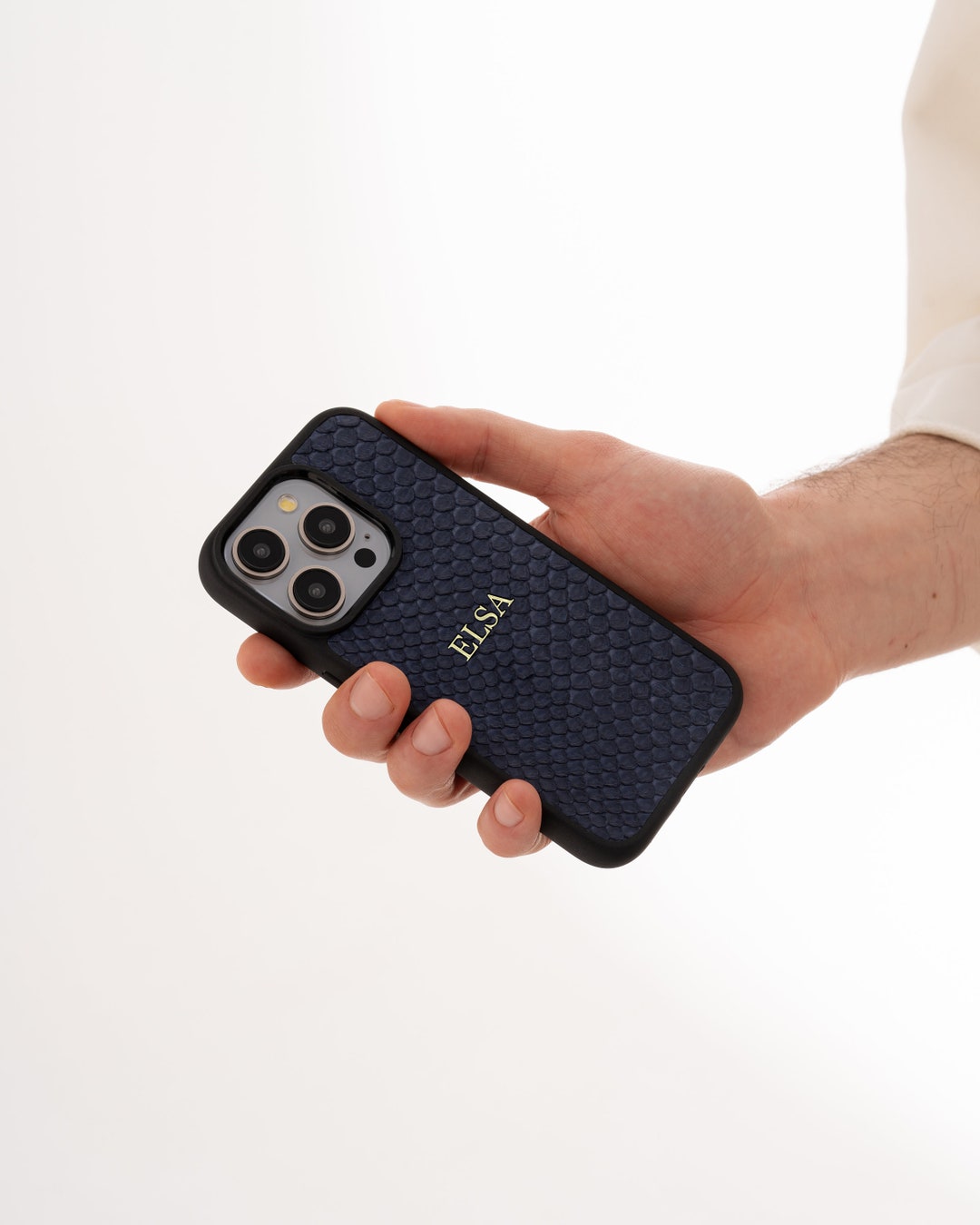 Black Minimalist Genuine Leather Case, iPhone 12 Python Cover, Luxury ...