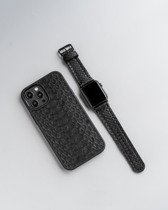 Black Python Skin Set Iphone 13 Pro Max Apple Watch 6 Python - Etsy