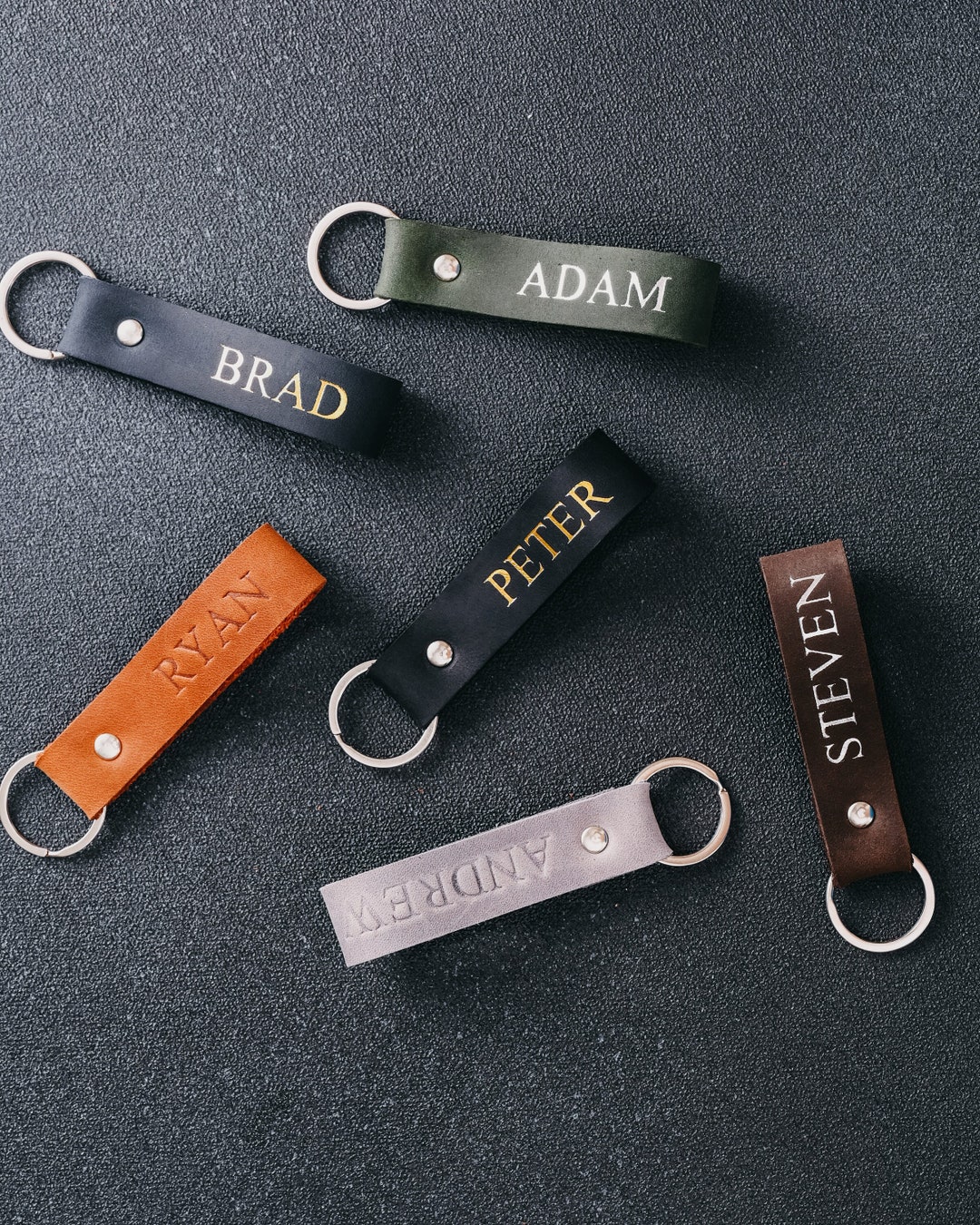 Personalized Leather Keychain. Leather Monogrammed Keychain. Handmade ...