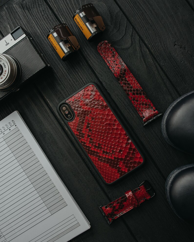 Red Python Leather Iphone 12 Pro Max Case Red Python Skin - Etsy
