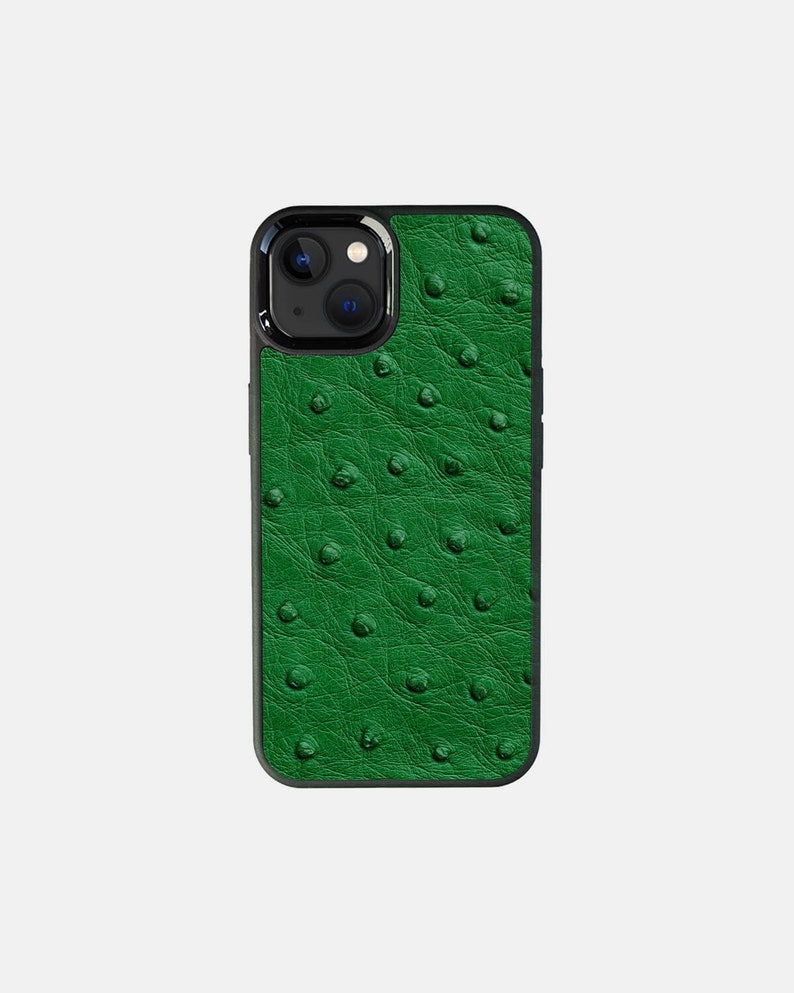 Green Ostrich Leather Iphone 13 Pro Max Case Ostrich Case | Etsy