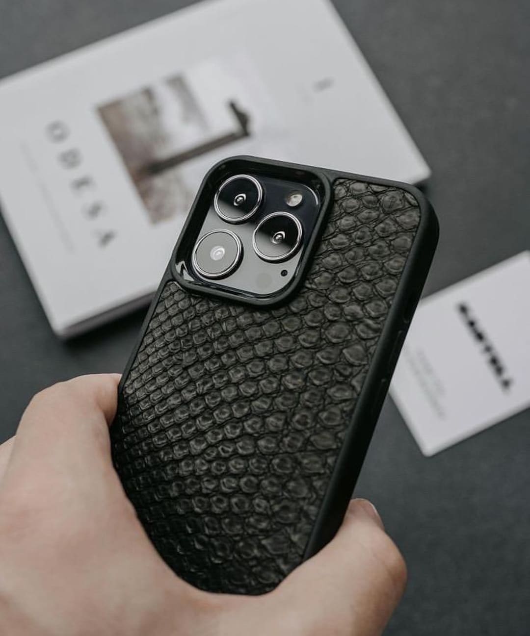 Snakeskin iPhone 16 Pro Max Case, Genuine Leather Phone Case, Snakeskin ...