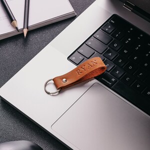 Personalized Leather Keychain. Leather Monogrammed Keychain. Handmade ...