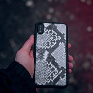 Genuine python leather iPhone case beige python leather | Etsy