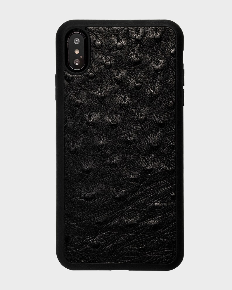 Black Ostrich Leather Iphone 13 Pro Case Ostrich Case Iphone - Etsy