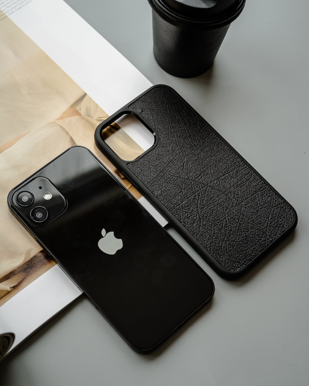 Black Ostrich Leather iPhone 13 Pro Max Case, Ostrich Case iPhone XR ...