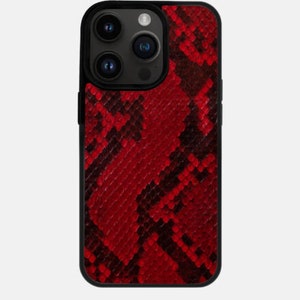 Red Python Leather iPhone 12 Pro Max Case Red Python Skin Exotic ...
