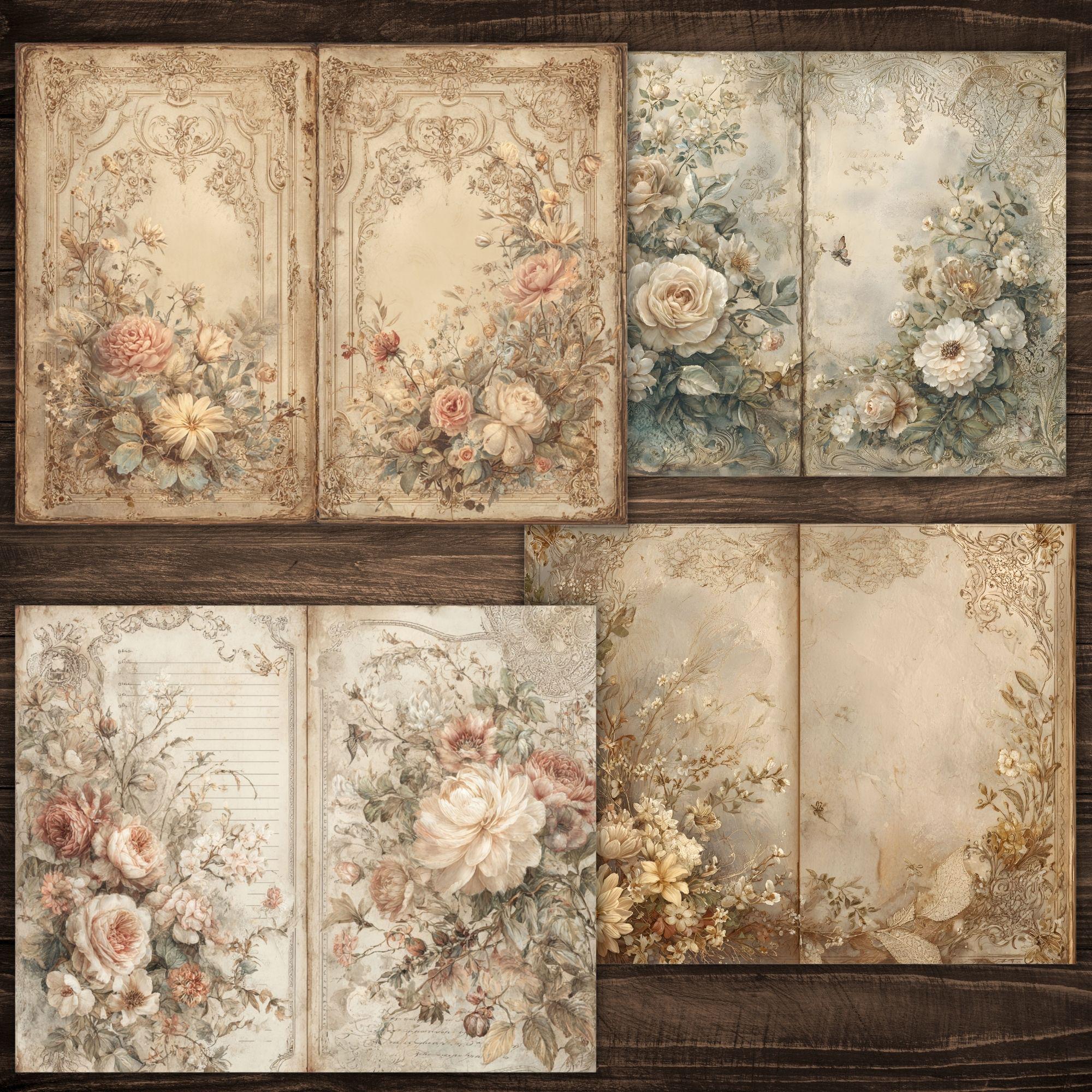 Elegant Floral Journal Pages, Vintage Scrapbook Kit (digital Download ...