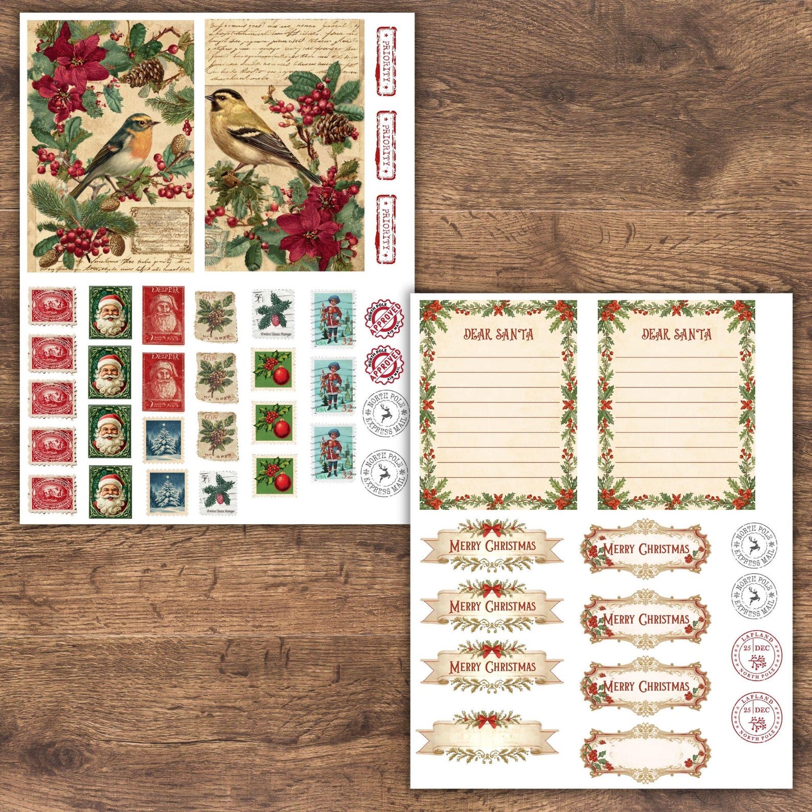 Christmas Envelopes, Cards ,printable Holiday Stationery Set - Etsy