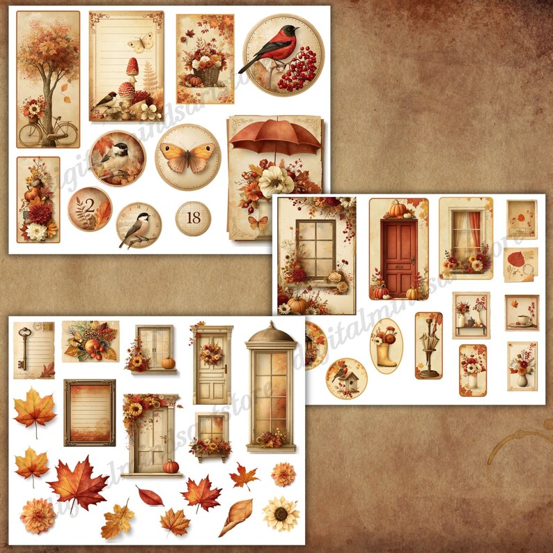 Autumn Junk Journal Kit, Printable Ephemera, Fall Digital Paper ...